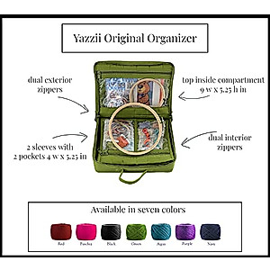 Yazzii Original Craft Organizer Tote Bag - Portable Storage Bag Organizer - Multipurpose Storage Organizer for Crafts, Cosmetics & Jewelry. Green