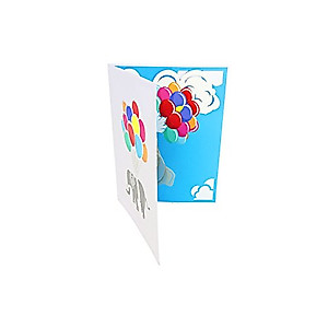 PopLife Flying Elephant and Balloons Pop Up Card for All Occasions - Mother's Day Card, 3D Birthday Pop Up, Baby Shower, Get Well Soon - for Mother, for Daughter, for Wife, for Granddaughter