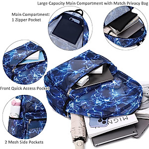 Meisohua Mesh Backpack for Boys Lightning Blue School Backpack for Kids Boys 2 in 1 Set See Through Casual Backpack for Teen Boys Girls