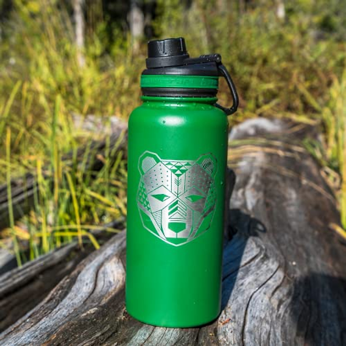 Tempercraft 32 oz Vacuum Insulated Sport Bottle | Custom Laser Engraved Options | Stainless Steel, Double-Walled, Wide Mouth (River - Blank)