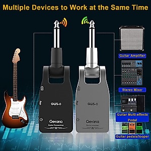 Getaria Wireless Guitar System 2.4GHz Wireless Guitar Transmitter Receiver Electric Guitar Wireless Rechargeable Lithium Battery Audio Guitar Wireless System