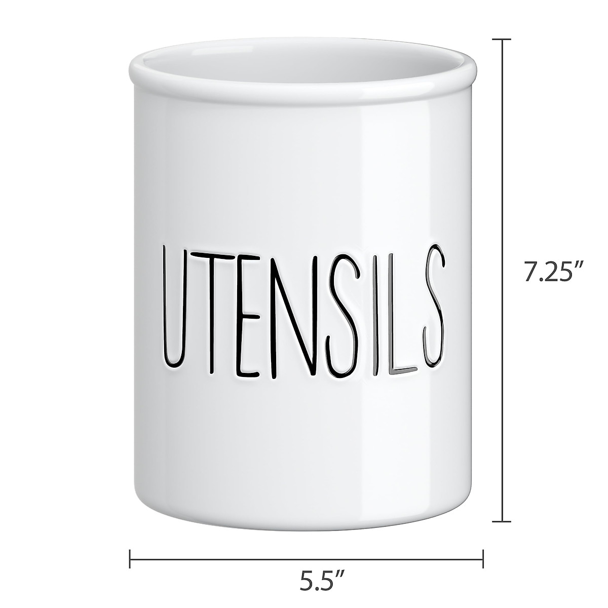 Barnyard Designs Ceramic Farmhouse Kitchen Utensil Holder for Countertop, Decorative Kitchen Utensil Holder, Large Kitchen Utensil Holder for Kitchen Counter, Utensil Crock Spatula Holder, 7" White