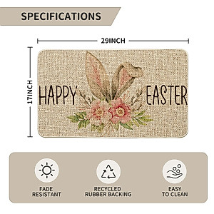 Artoid Mode Elegant Welcome Cute Bunny Ears Easter Doormat, Seasonal Spring Summer Holiday Low-Profile Yard Floor Switch Mat for Indoor Outdoor 17 x 29 Inch