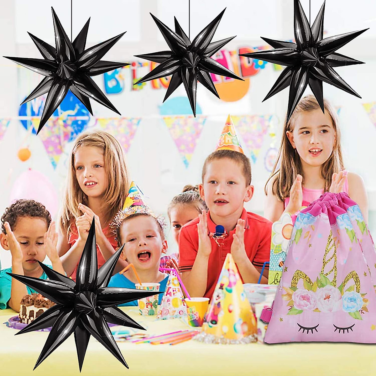 50Pcs Pink Foil Balloons, 12 Point Starburst Balloon Spike Star Balloons, Starburst Cone Mylar Balloons for Party Supplies Birthday Wedding Christmas Decoration