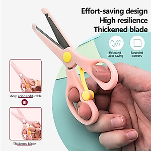 ANJOBIBI,Safety Craft Scissors For Kids 3-Pack,Preschool Training Scissors,Ergonomic Handle Perfect for Paper Cutting-2.0 (Pink+ Baby blue+ Deep Blue)