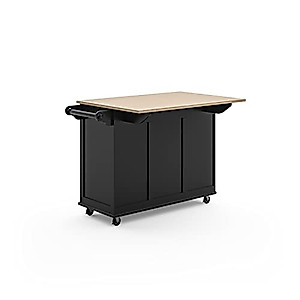 Homestyles Dolly Madison Kitchen Cart with Wood Top and Drop Leaf Breakfast Bar, Rolling Mobile Kitchen Island with Storage and Towel Rack, 54 Inch Width, Black