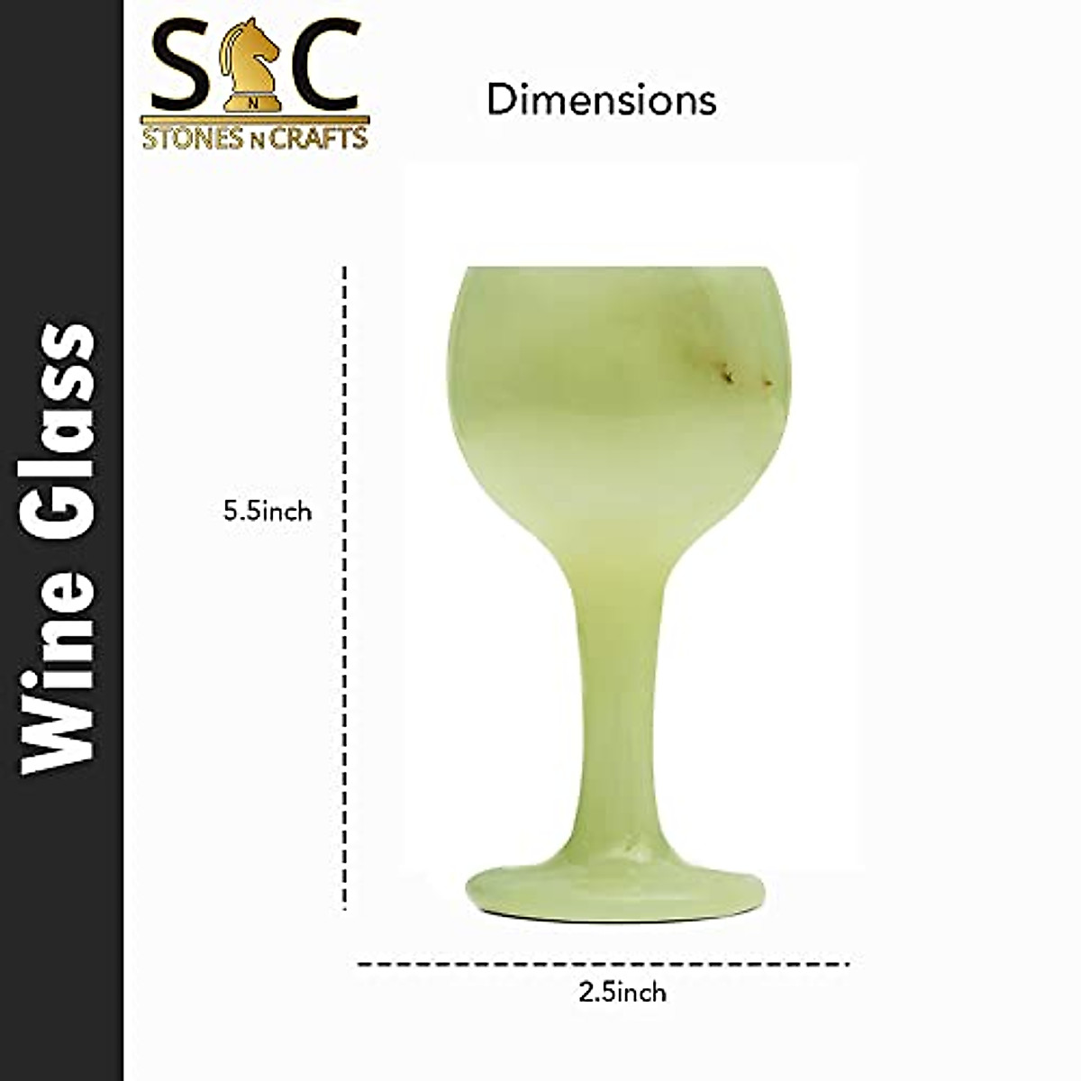 STONES N CRAFTS Marble Wine Glasses Set of 2 Handmade Unique Wine Glasses 5 Ounce - Modern Wine Glasses for Wine Home and Kitchen Décor – Beautiful Onyx Stone Cool Wine Glasses Best for Gifts