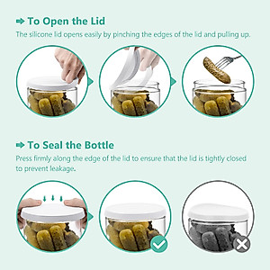 ForTidy Pickle and Olive Container with Strainer Flip - 50 OZ Airtight Glass Jar for Pickle Lover, Versatile Food Keeper, Kitchen Organization Must-Have, BPA-Free, Dishwasher Safe (White)