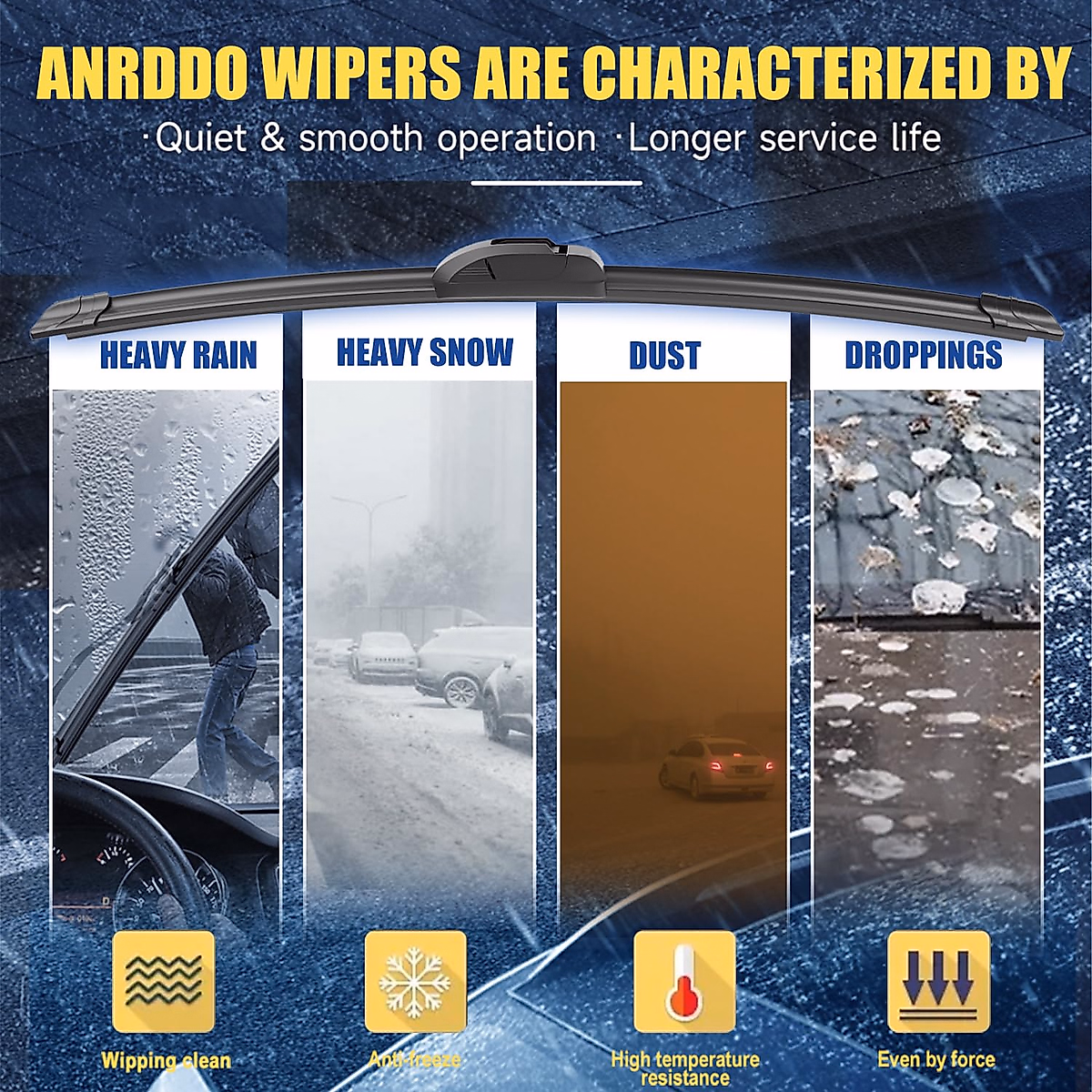 3 wipers Replacement for 2017 2018 2019 2020 2021 2022 Honda CRV CR-V, Windshield Wiper Blades Original Equipment Replacement - 26"+17"+12" (Set of 3) U/J HOOK