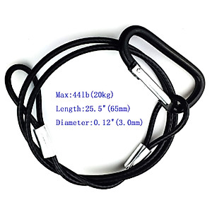 Bayyee 25.5" Stainless Steel Stage Light Safety Cable Security Wire For Par Light Moving Head Light Heavy Duty Lamps (20pcs Black)