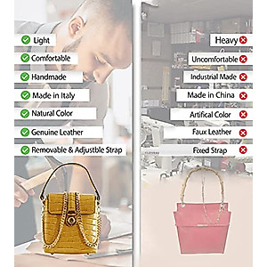 Women Handbag Leather Top handle Crossbody bag with Gold chain strap Elegant Purse for Evening and everyday Gift for Women Handmade Made in Italy (Mustard)