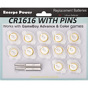 Enerpe CR1616 with Solder Pins 3V Replacement Batteries for Pokemon Games 12-pack
