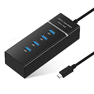 Jiali USB-C 4K Hub Converter 30cm USB-C/Type-C 3.1 Male to 4-Port USB 3.0 Adapter Hub, for Galaxy S8 & S8 + / LG G6 / Huawei P10 & P10 Plus/Xiaomi Mi 6 & Max 2 and Other Smartphones(Black)