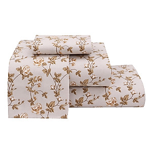 RUVANTI Flannel Sheets Full Size - 100% Cotton Double Brushed Bed Sheets Set, Deep Pockets 16 Inches, All Seasons Breathable & Extra Soft Full Sheets, Warm & Cozy, 4 Piece, Dazzale