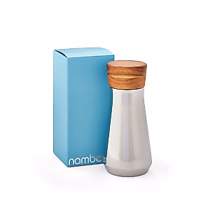 nambe Vie Cocktail Shaker 32-Oz | Drink Shaker with Strainer Top and Lid | Made of Stainless Steel and Acacia Wood | Margarita Mixer | Bar Tools & Bartender Gifts | Dishwasher Safe