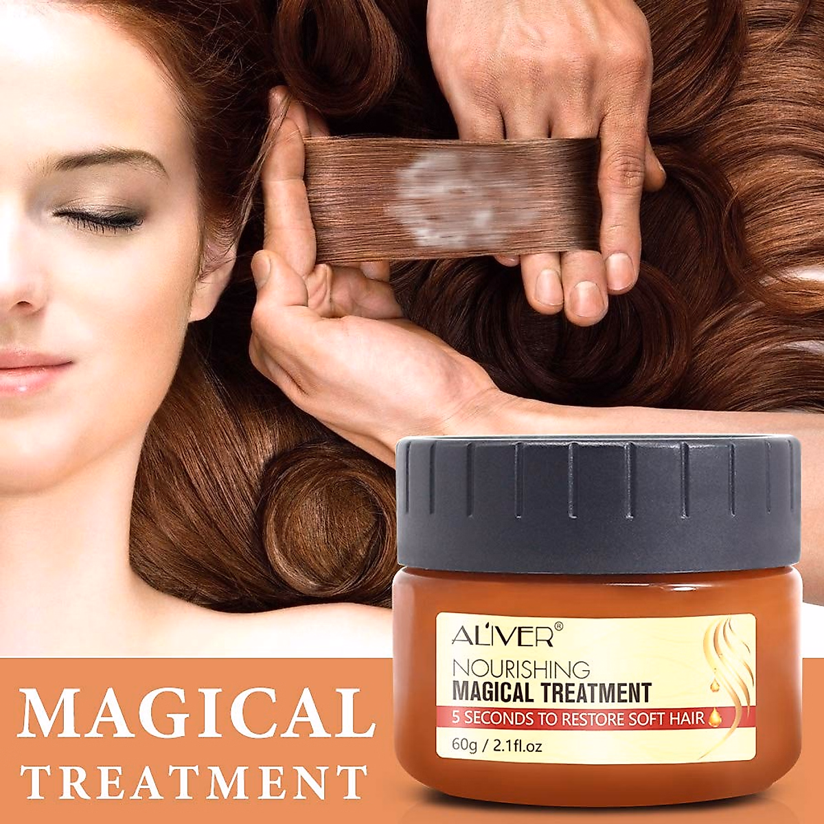 NIFEISHI Magical Keratin Hair Treatment Oil, 2pcs Advanced Molecular Hair Roots Professtional Hair Conditioner, 5 Seconds to Restore Soft Hair, Deep Suitable for Dry & Damaged Hair-60ml