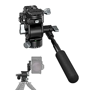 SmallRig Video Head for Vertical/Horizontal Shooting, Tripod Pan Tilt Fluid Head with Telescopic Handle and Switchable QR Plate for Arca, Max Load 5kg / 11Ibs for Camcorder, Mirrorless, DSLR - 4104