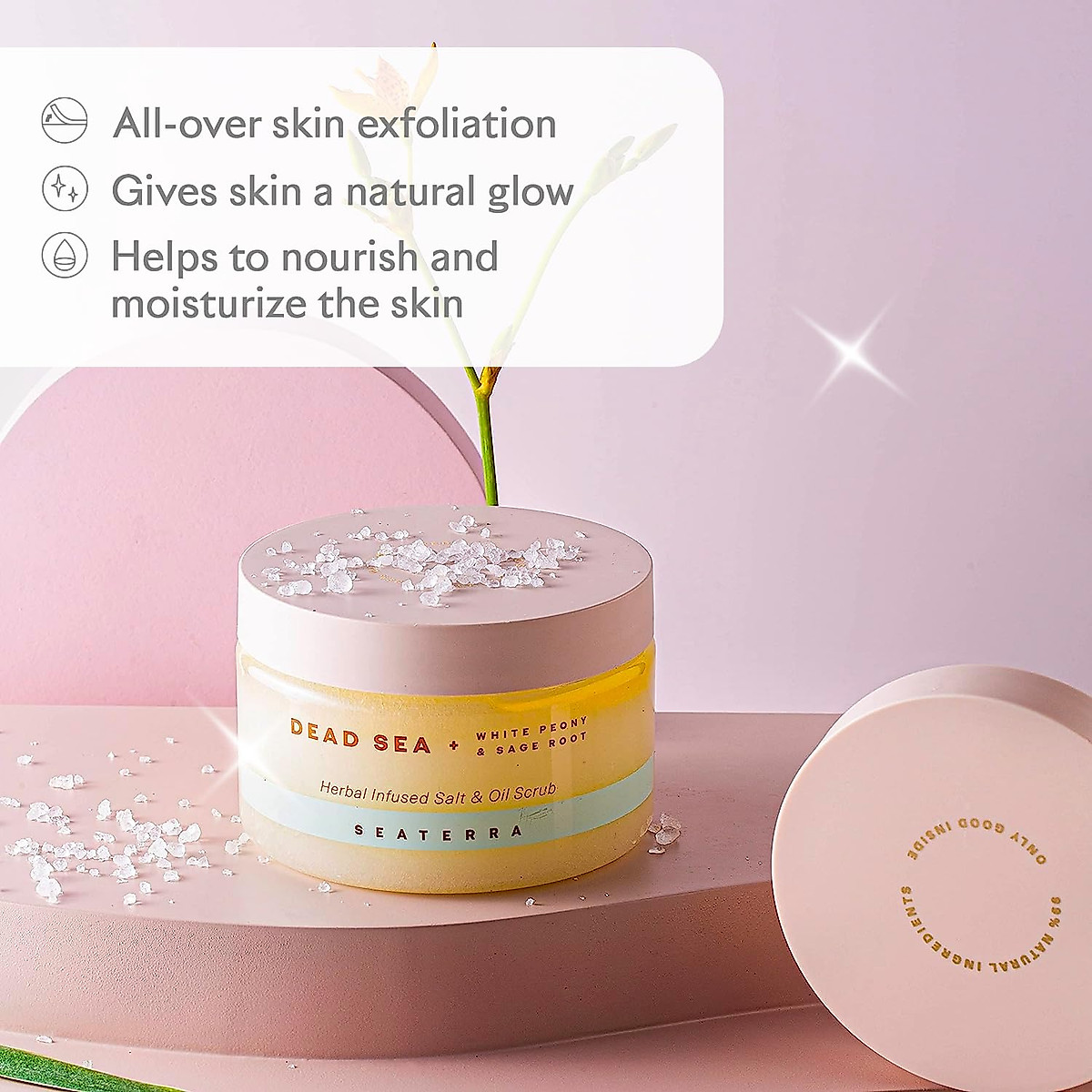 SEATERRA Body Scrub - Exfoliating Body Scrub Enriched with Dead Sea Salt and Antioxidant Oils, Natural Ingredients, Vegan friendly, 400 gr. / 14 oz.