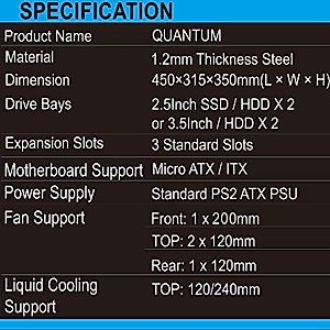 RHINMAX A20 Series Quantum M-ATX/ITX Computer Gaming case, Circular Shape,USB3.0, with 1 ARGB Luminous 20cm Fan(A20 Series Quantum)