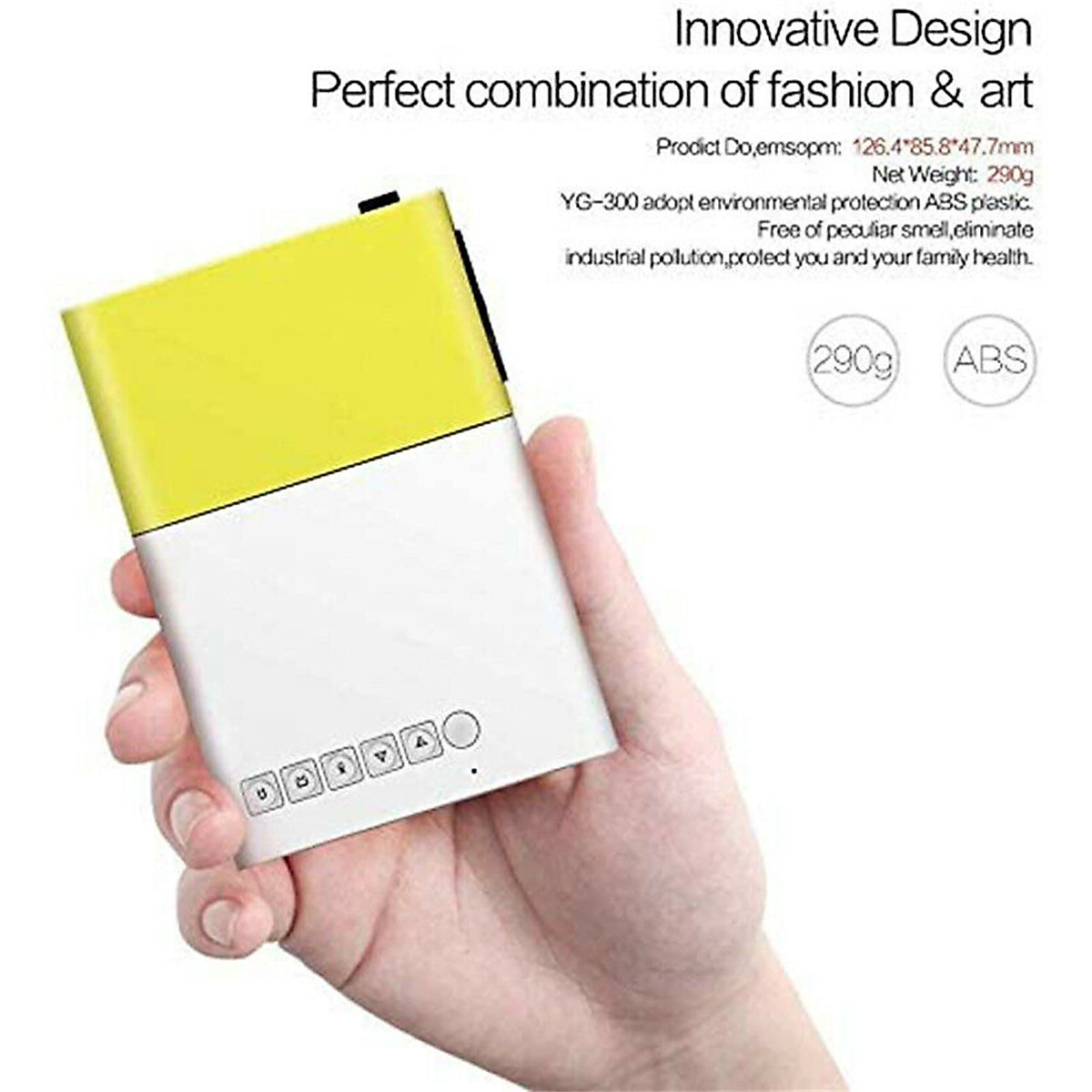 Leadmall Mini Projector, 1080P Home Cinema USB HDMI AV SD Mini Portable HD LED Projector, Ideal for Home Entertainment in Dark. (Yellow)