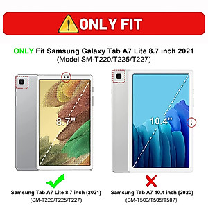 POIUYTREW Case for Samsung Galaxy Tab A7 Lite 8.7 Inch 2021 Model (SM-T220/T225/T227), PU Leather Folio Case Smart Cover with Stand & Auto Wake Sleep, Cat and Daisy Flower