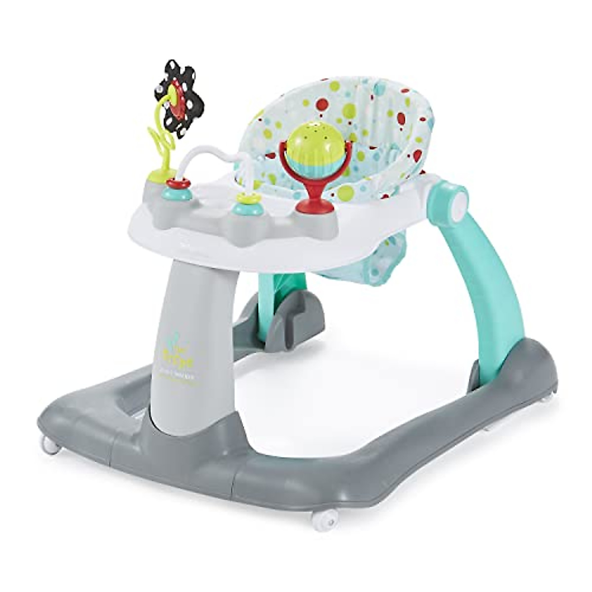 Kolcraft Tiny Steps 2-in-1 Infant and Baby Activity Baby Push Walker Foldable with Wheels, Seated or Walk-Behind for Baby Girl or Boy - Bubbles