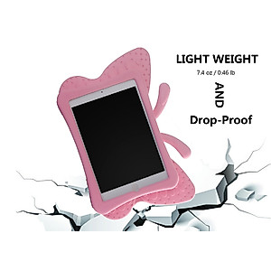 iPad Mini Case for Kids, Light Weight Cute Butterfly Design Shockproof Drop-Proof Soft EVA Foam Protective Tablet Case Cover for Apple iPad Mini 1/2/3/4 - Pink