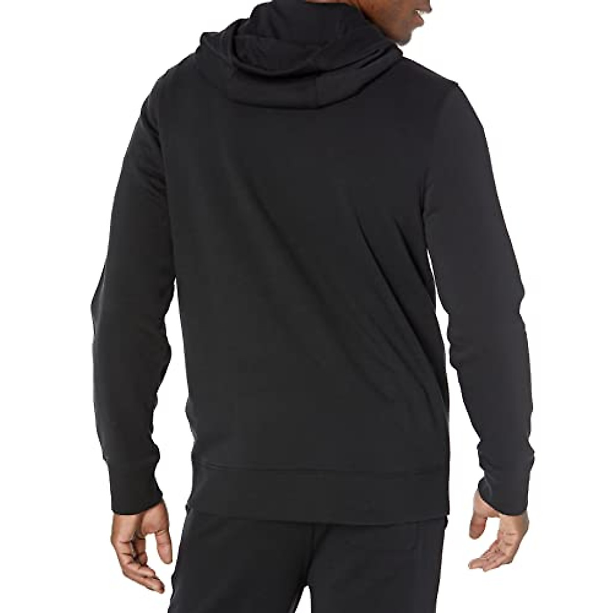 Amazon Essentials Men's Lightweight Long-Sleeve French Terry Hoodie, Black, Large