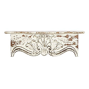 Deco 79 Wood Scroll 1 Shelf Wall Shelf, 28" x 6" x 9", Brown