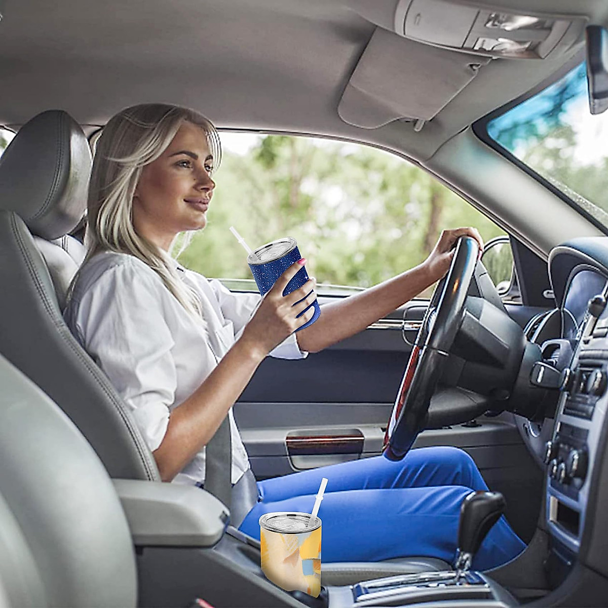 IAMGlobal 4 Pack 12 Oz Sublimation Tumbler Set With Lids and Straws, 304 Stainless Steel Travel Tumblers