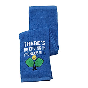 Pickleball Towel There's No Crying in Pickleball Player Embroidered Sports Teem Hand Towel Gift for Pickleball Player (No Crying in Pickleball)