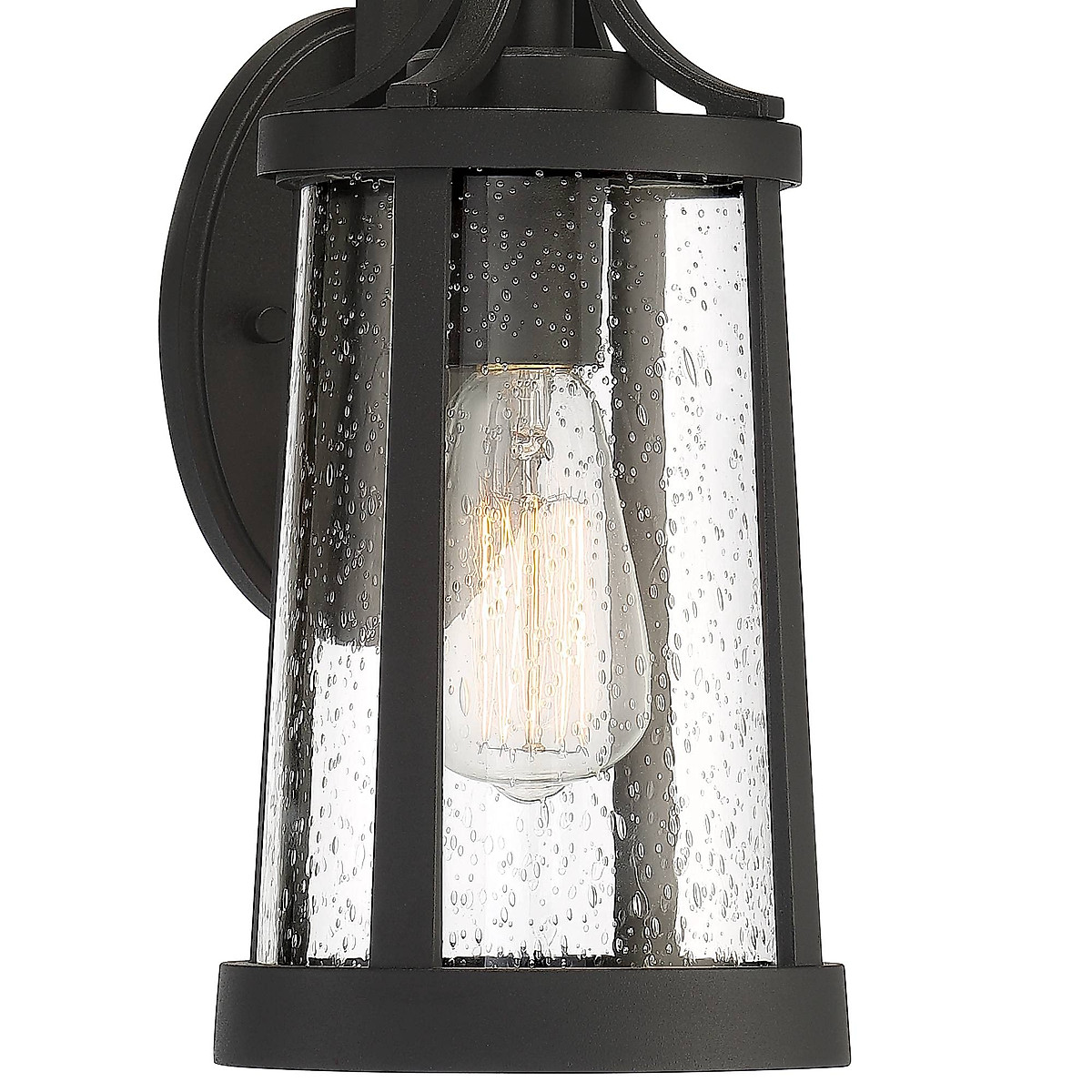 Rover Rustic Farmhouse Industrial Outdoor Wall Light Fixture Black Metal 15 1/2" Clear Seedy Glass for Exterior House Porch Patio Outside Deck Garage Yard Front Door Garden Home - Franklin Iron Works