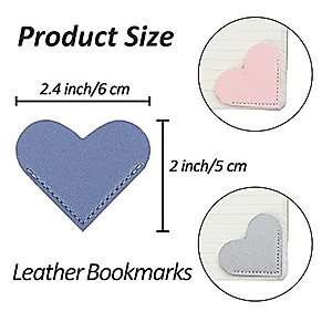 6 Pcs Leather Heart Bookmark, TACYKIBD Cute Bookmarks and Handmade Corner Page Book Marks for Women Men, Reading Accessories for Kids Teacher Student Bookworm Book Lover Gifts