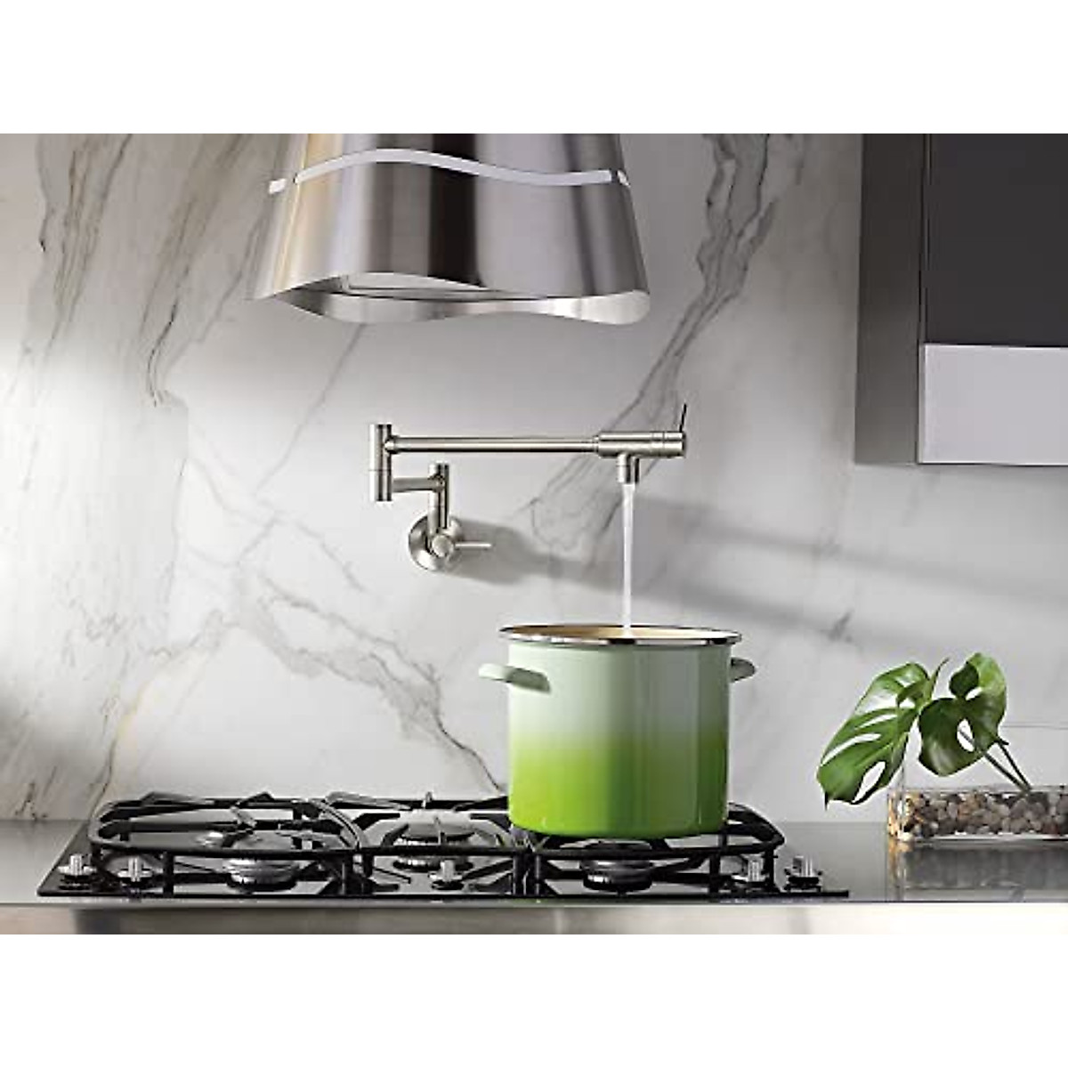 Moen Modern Spot Resist Stainless Wall Mount Swing Arm Folding Pot Filler, Double Jointed Kitchen Faucet, S665SRS