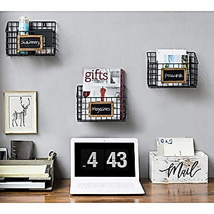 MyGift Whitewashed Wood Desktop Mail Holder Organizer Storage Box, Office Desk Organizer Bin with MAIL Script Design