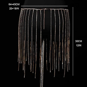 Asooll Crystal Body Chains Fashion Belly Hip Skirts Tassel Waist Chains Summer Beach Nightclub Party Body Accessories Jewelry for Women and Girls (Gold)