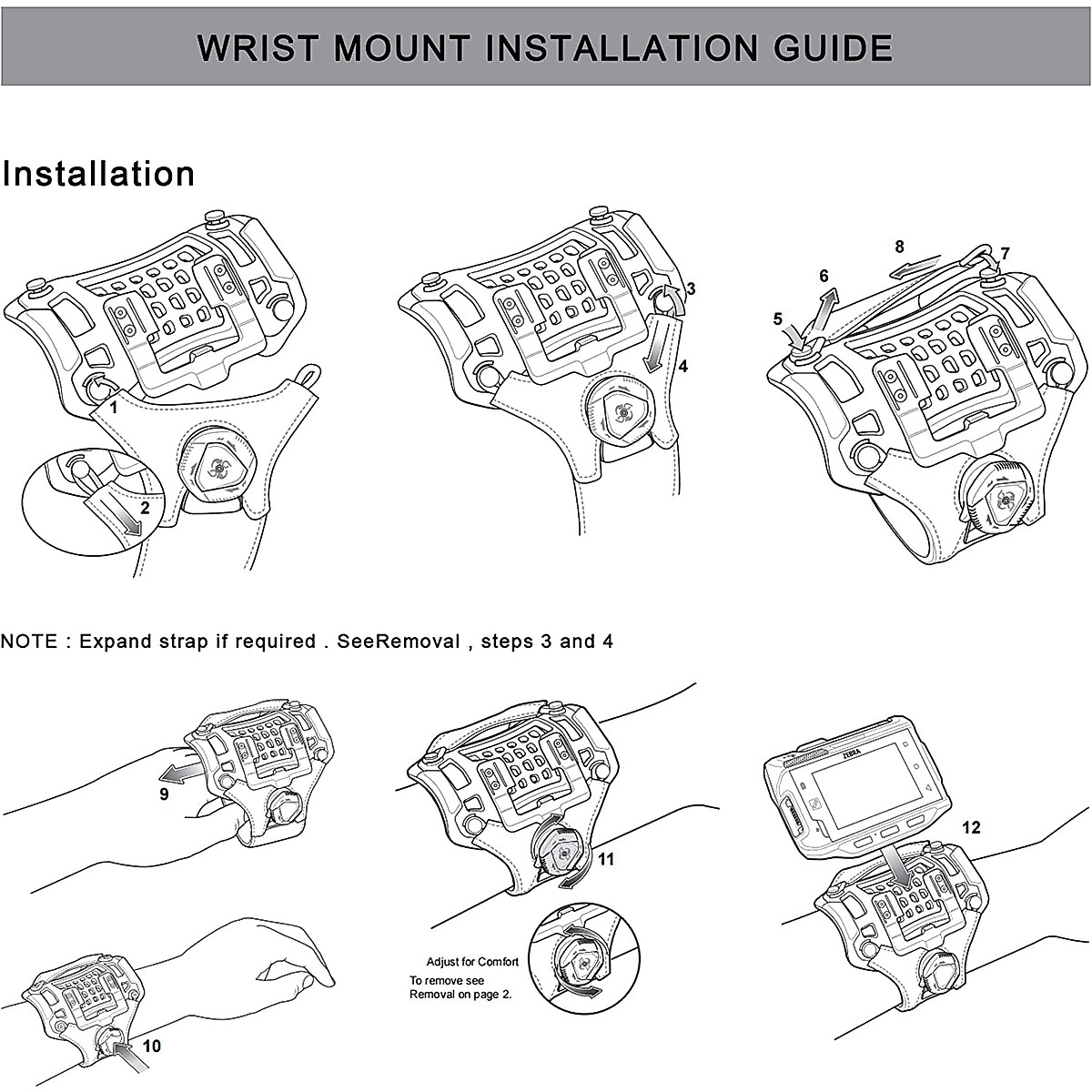 Wrist Strap Mount for Zebra WT6000 WT60B0 Reg Straps PN：SG-NGWT-WRMTS-01 Replacement Wrist Mount Kit for Zebra Wearable Scanners