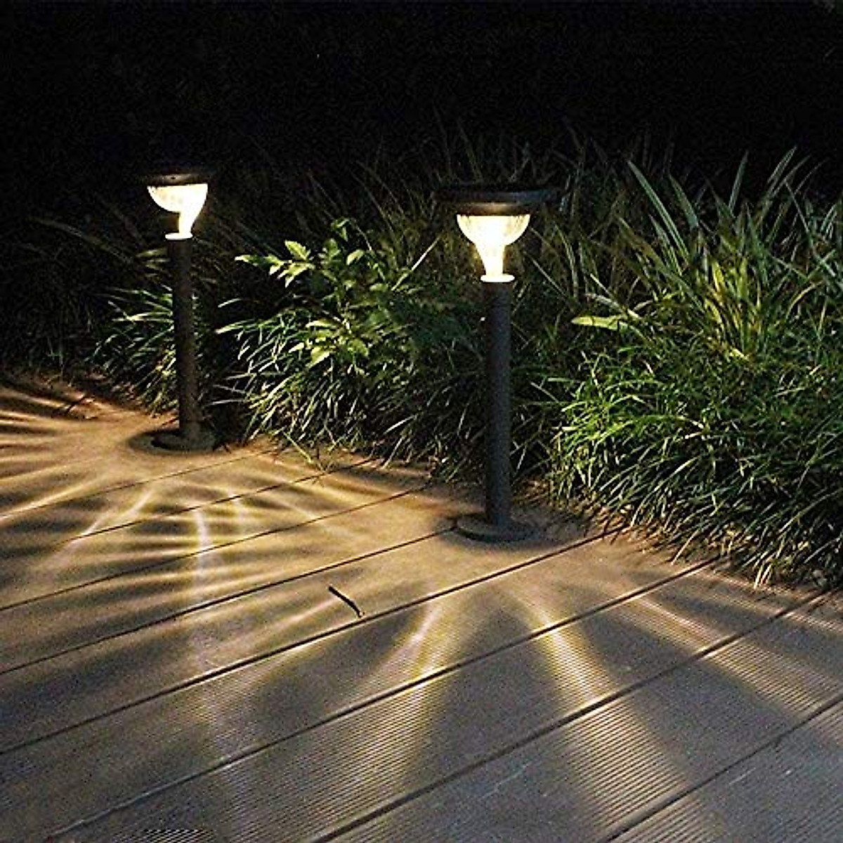 ZMY Aluminum Garden Lawn Landscape Pillar Light Home Outdoor LED Ultra Bright Post Lighting Waterproof Solar Column Lantern Black Acrylic Modern Simple Pathway Fixture