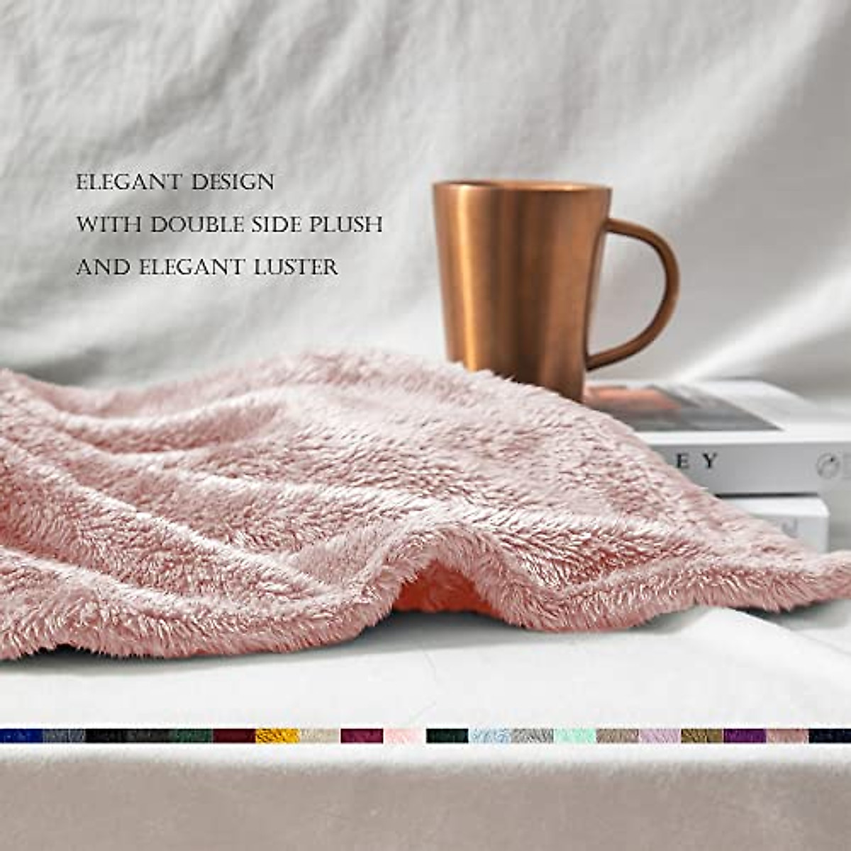 Exclusivo Mezcla Plush Extra Large Fleece Throw Blanket for Couch,Bed and Sofa (50x70 inches, Dusty Pink) Soft, Warm, Lightweight