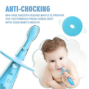 Kisdream Infant Baby Toddler Kid Toothbrush:Chewable Extra Soft Bristle Beginner Brushing Teeth for 2 Months - 5 Year Old Stage 1-3 Age Training First Suction Tooth Brush Set Bpa Free (MT2404)