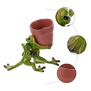DOITOOL Frog Flower Pot Ceramic Succulent Pot Decorative Animal Flower Planter Home Garden Bonsai Flower Vase Fairy Air Plant Container for Office