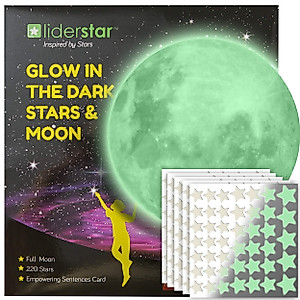Glow in The Dark Stars and Moon for Ceiling, Luminous Stars and Moon Wall Decal, Wall Decor, Sticky Fluorescence Stars, Gift for boy and Girl Perfect for Kids Nursery Bedroom Living Room