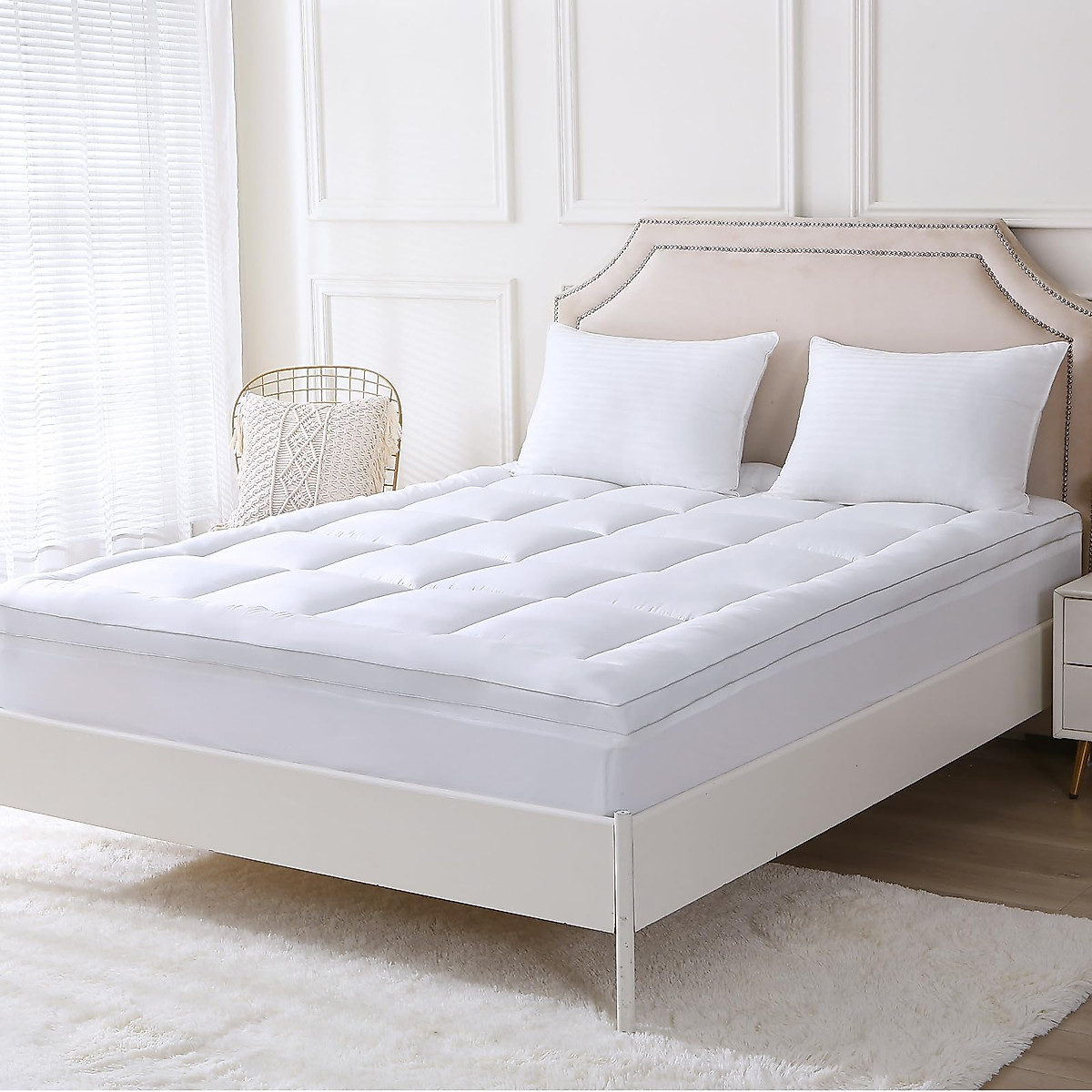 YUGYVOB Queen Mattress Topper - Cooling and Breathable Mattress Pad, Extra Thick Pillow Top Mattress Topper Queen with Down Alternative, 8-21 Inch Deep Pocket