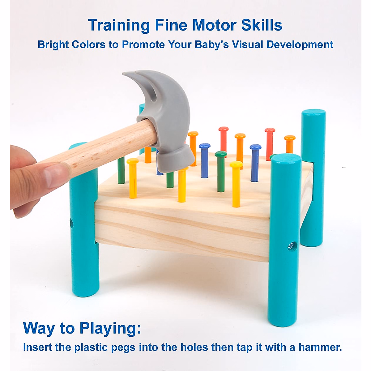 OUJILA Wooden Baby Workbench Pounding Hammer Toy for Toddlers,STEM Educational Preschool Learning Toys for Kids, Great DIY Gift for Boys and Girls