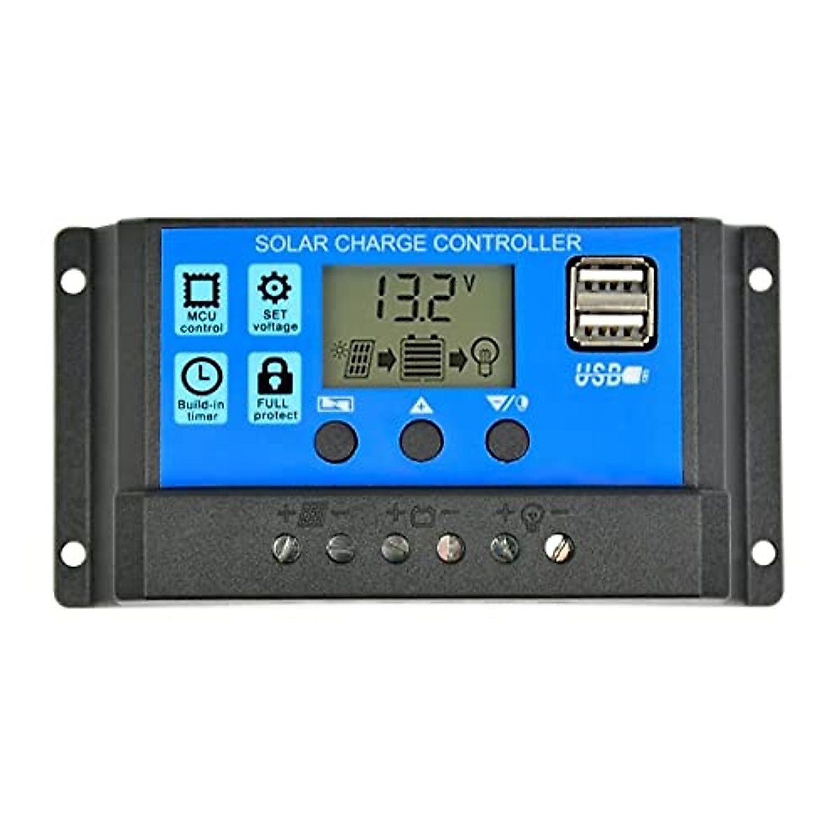 SUNYIMA 20A Solar Charge Controller, Solar Panel Charger Controller 12V/24V, Multi-Function Adjustable LCD Display with Dual USB Port Timer Setting PWM Auto Parameter (20A)