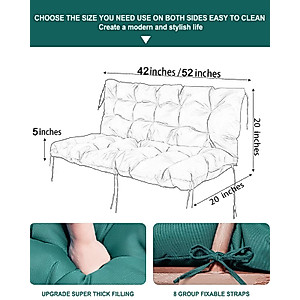 LCKFFYD Outdoor Swing Cushions，Bench Cushion Waterproof Swing Cushions 2/3 Seater Outdoor Porch Swing Cushions with Backrest, for Outdoor Swing Pad for Garden Patio Dark(42x40x5in,Green)