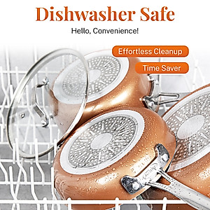 GOTHAM STEEL 5 Pc Copper Pots and Pans Set, Non Stick Cookware, Dishwasher Safe