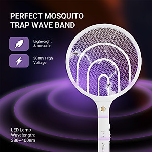 Aspectek 2 Pack Electric Fly Swatter 3000V,2 in 1 Mosquito Zapper, Rechargeable Bug Zapper Racket for Indoor and Outdoor, USB Charging Cable