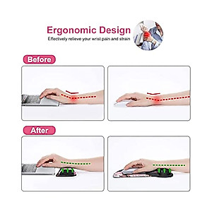 MOSISO Wrist Rest Support for Mouse Pad & Keyboard Set, Peony Ergonomic Mousepad Non-Slip Base Home/Office Pain Relief & Easy Typing Cushion with Neoprene Cloth & Raised Memory Foam, Black
