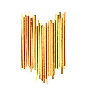125 PCS Gold Paper Straws Biodegradable Metallic Drinking Decoration Disposable - Boxed 5 Individual Packs of 25 Units
